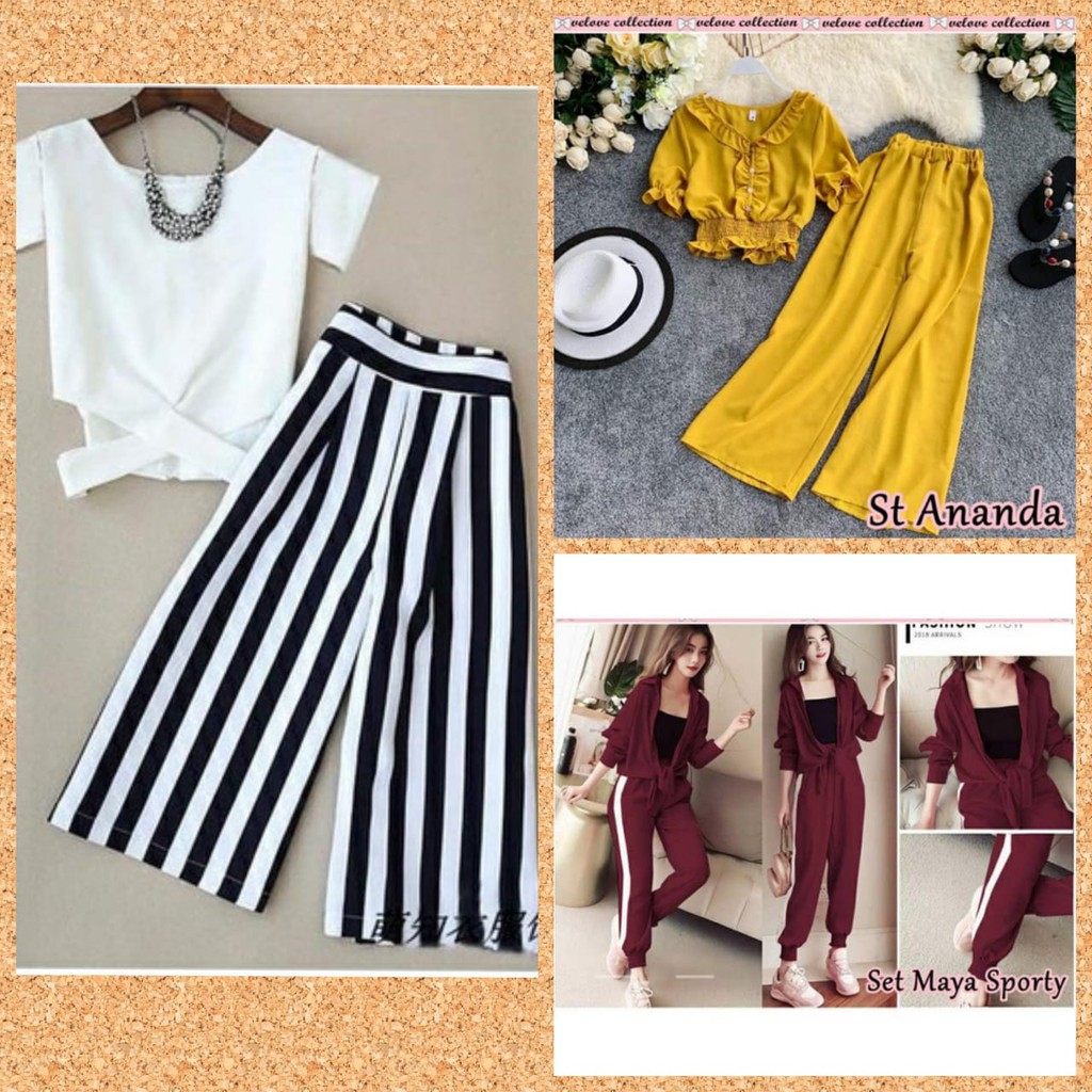 Jual GW88- BAJU set wanita terbaru 2 in 1 baju wanita model masa kini ...