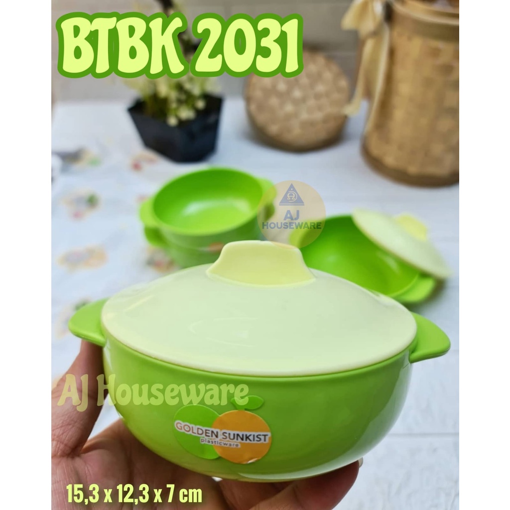 Jual BTBK 2031 MANGKOK TUTUP / BASI TUTUP BULAT KECIL MINI HIJAU GOLDEN ...