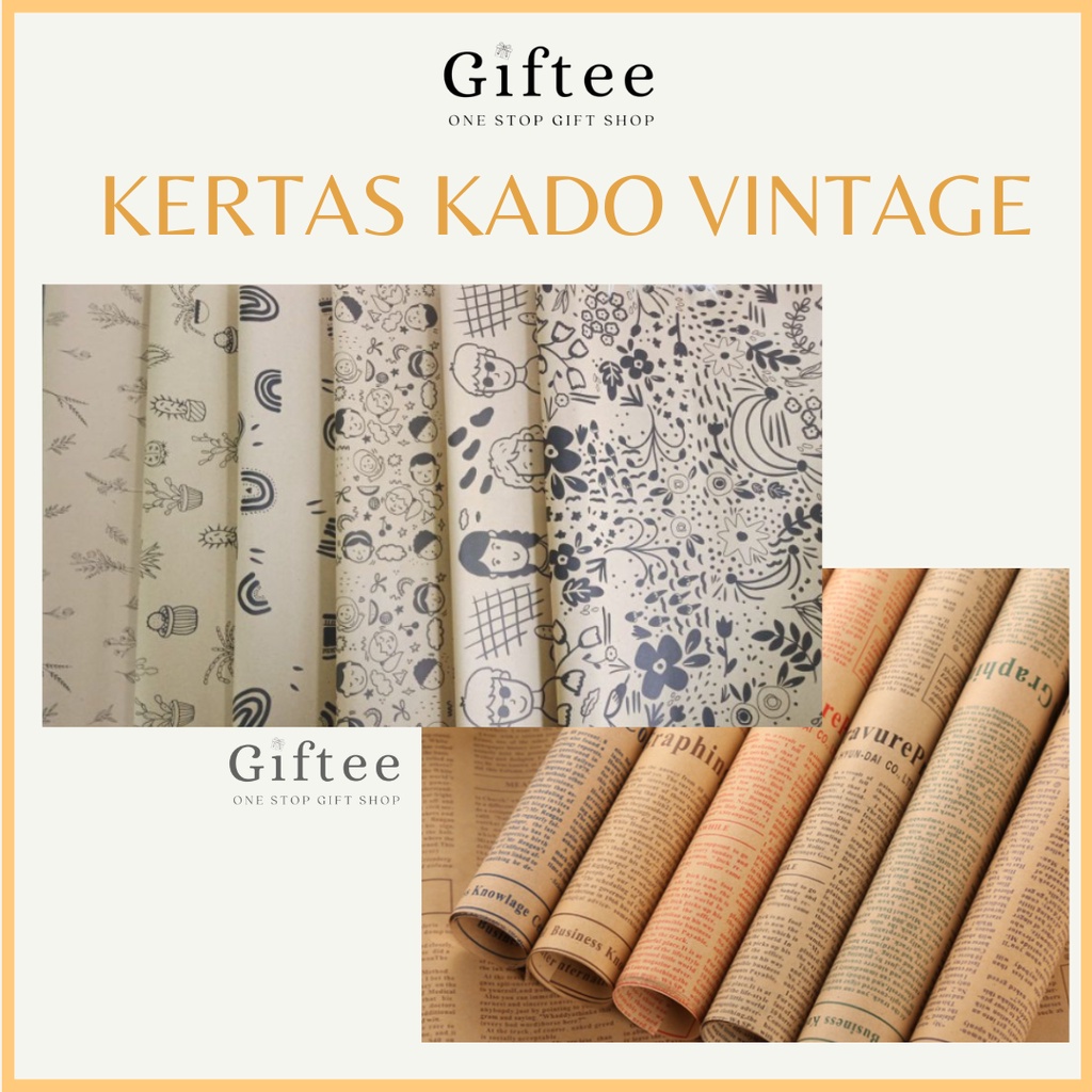 Jual KERTAS KADO VINTAGE AESTHETIC MOTIF PEMBUNGKUS BUNGKUS SAMSON ...