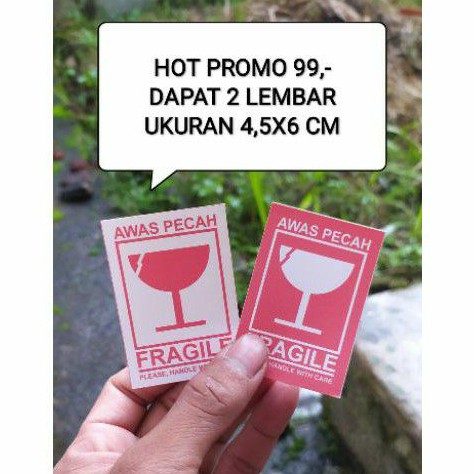 Jual Stiker fragile / Sticker Fragile ukurran 4,5 x 6,1 cm bahan stiker ...