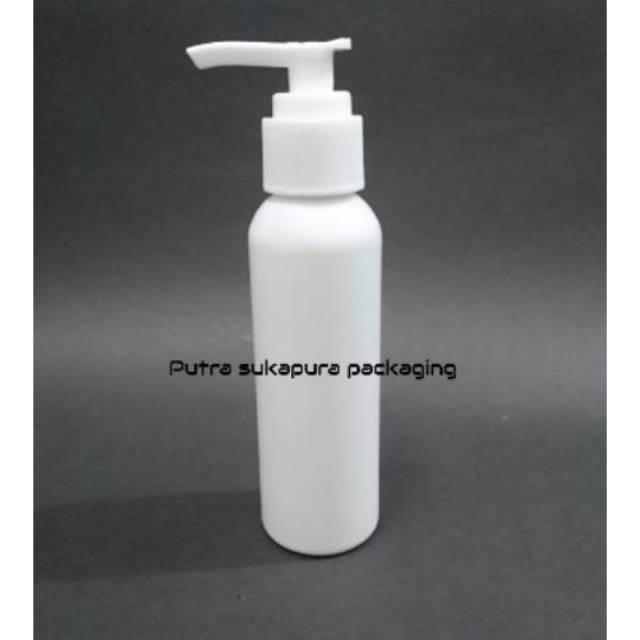 Jual Botol pump 100ml plastik / Botol plastik 100ml tutup pump putih / Botol putih 100ml tutup ...