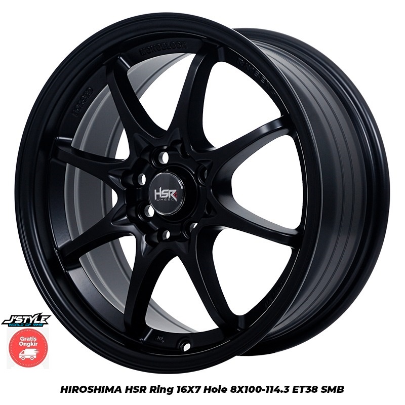 Jual VELG MOBIL HSR TIPE HIROSHIMA FC RING 16X7 HOLE 8X100-114,3 ET38 BLACK | Shopee Indonesia