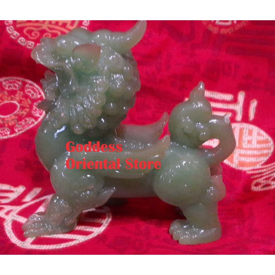 Jual Patung Figurine Feng Shui Giok Jade Hijau Style Resin Unik Xilin ...