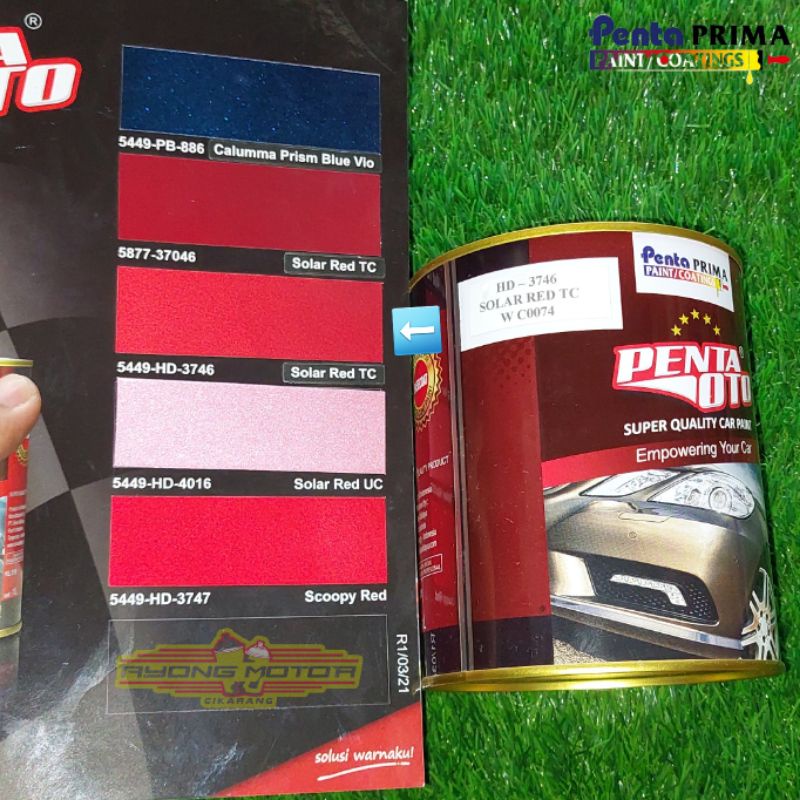 Jual Cat Penta Oto/Cat Duco PU HD-3746 Solar Red TC 1Kg (Merah Doff PCX ...