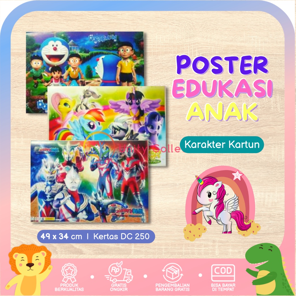 Jual Poster Edukasi Anak Aneka Macam Karakter Kartun | Shopee Indonesia