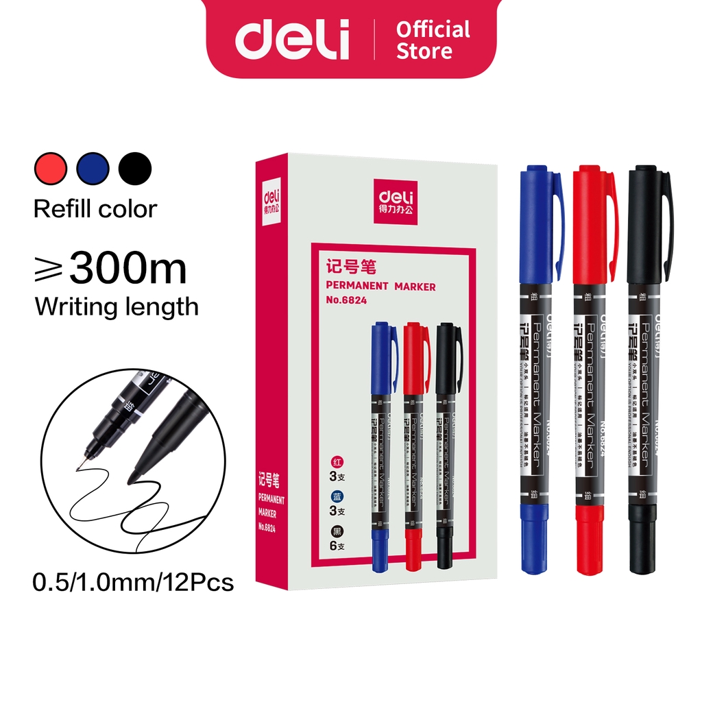 Jual Deli Spidol Permanen Double Tip Ujung Pena Ganda, dalam Penulisan ...