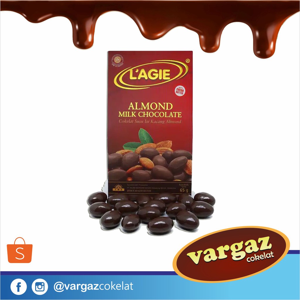 Jual Termurah Coklat kacang almond susu Isi Kacang Almond Kemasan Box Lagie isi 65gr | Shopee ...