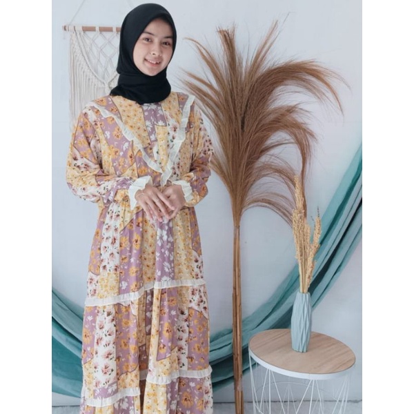 Jual Dress Wanita Gamis Cantik Gamis Anti Kusut Gamis Bunga Bunga Gamis ...