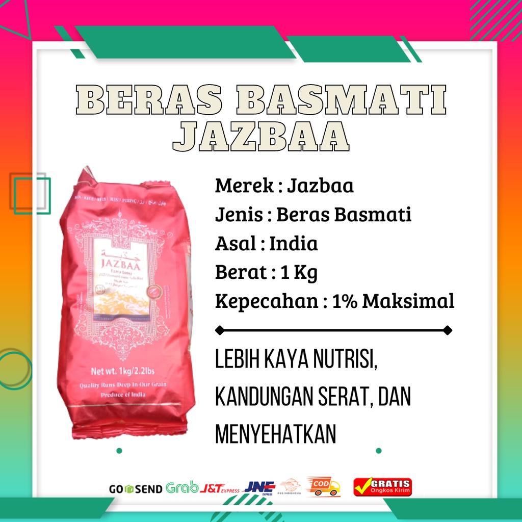 Jual Beras Basmati Jazbaa Extra Long Creamy Sella Rice Kemasan 1 Kg ...