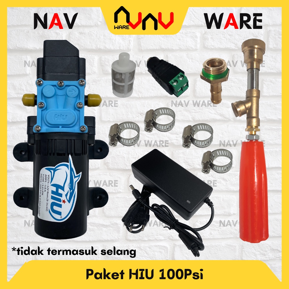 Jual Paket HIU 100psi Original Pompa Air DC 12V Alat Cuci Motor Mobil ...