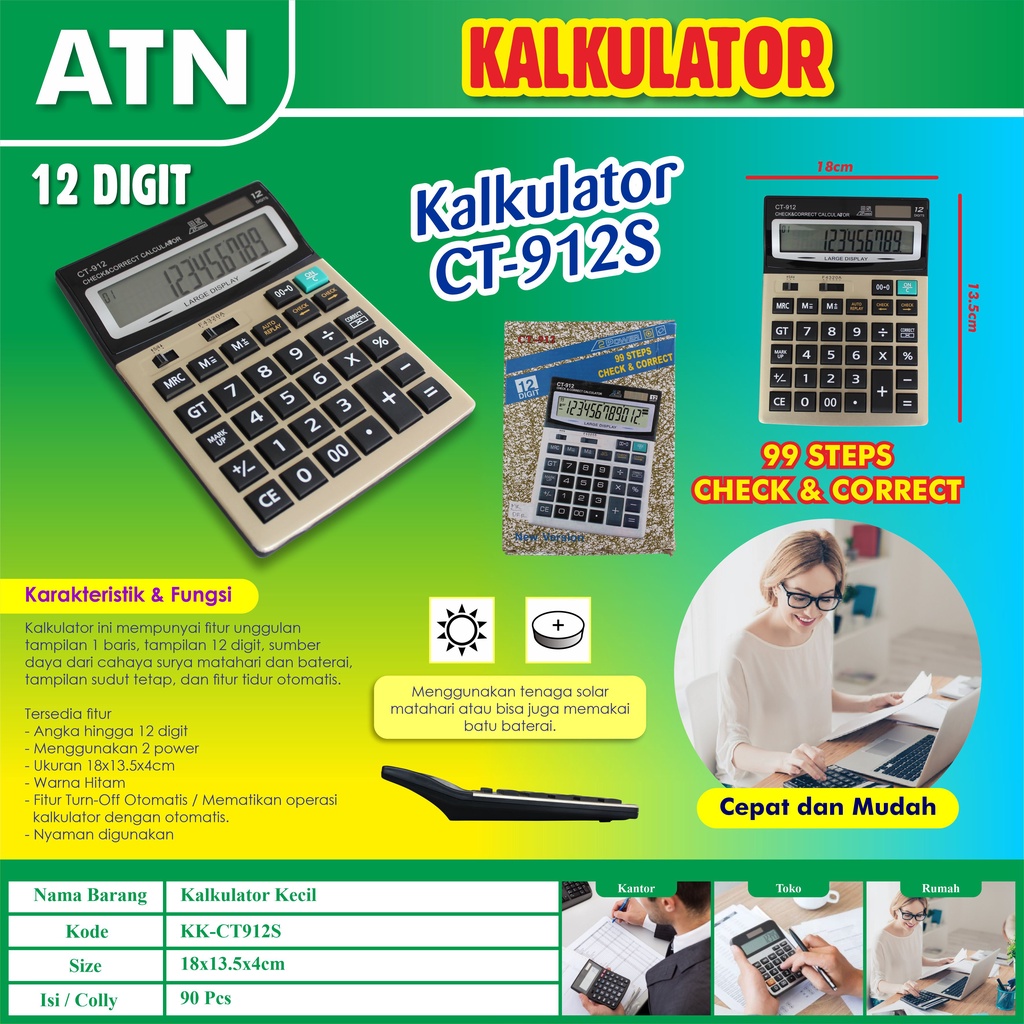 Jual COD-Kalkulator 12 Digit -Kalkulator Check / Kakulator Dagang Besar ...