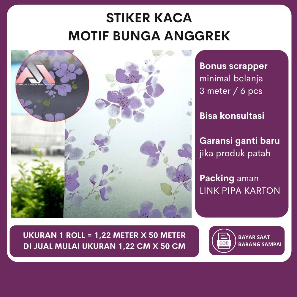 Jual Sticker Stiker Kaca Film Motif Bunga Anggrek Jendela Cermin ...