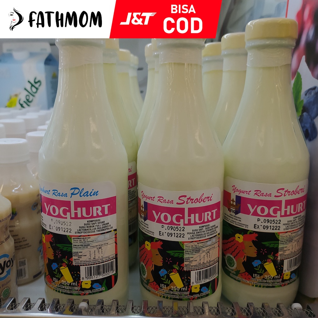 Jual KING's Yoghurt Plain, Strawberry Botol 350ml | Shopee Indonesia