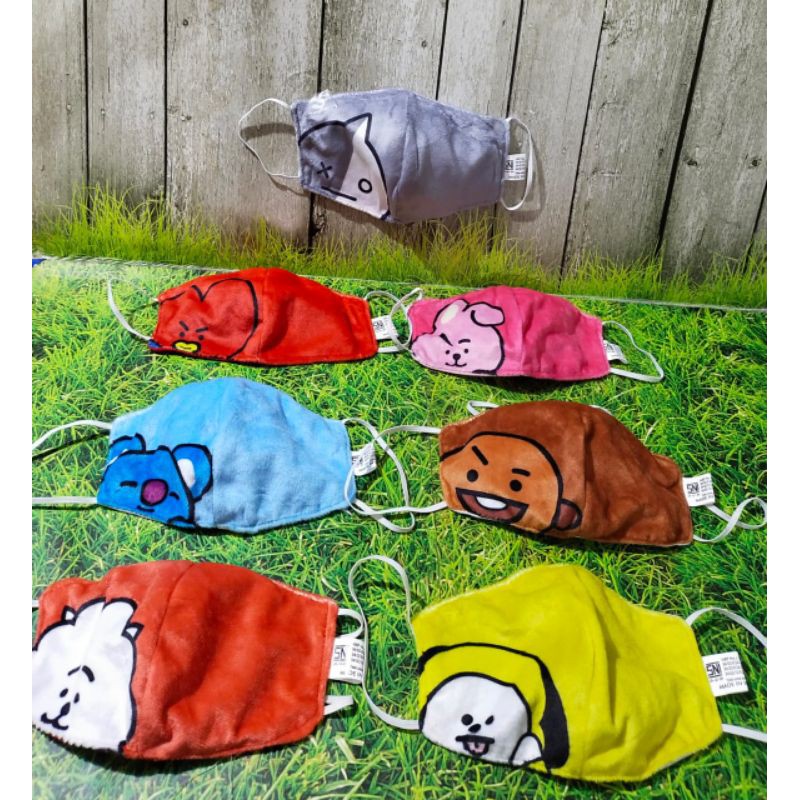 Jual Masker muka BTS BT21 2lapis (cooky,tata,koya,van,cimmy,Rj,shooky ...