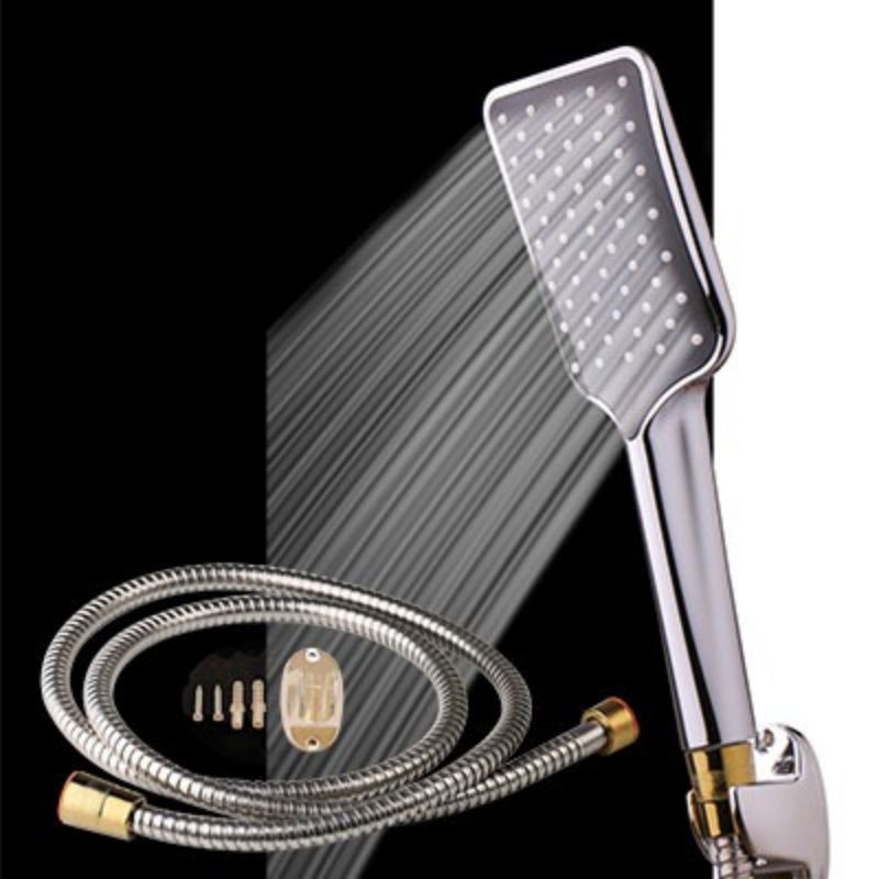 Jual Hand shower persegi panjang warna hitam lengkap selang shower 1,5m ...