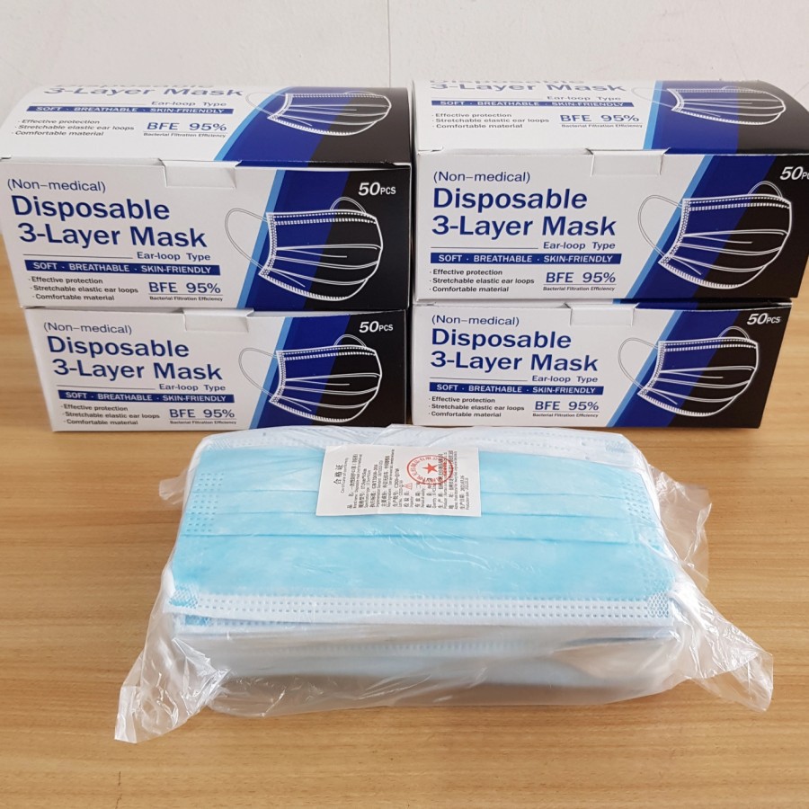 Jual Masker Earloop Disposable 3-Layer Mask 3ply isi 50pcs/ CCare ...