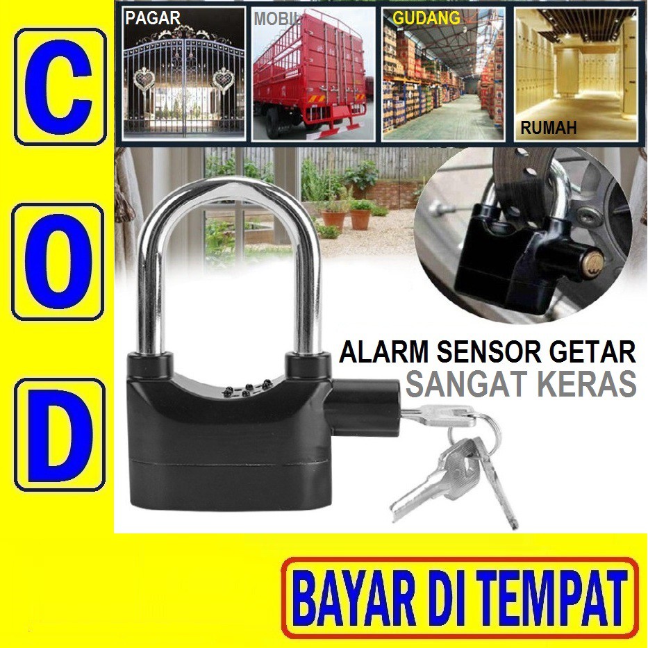 Jual Gembok Alarm Sensor Getar Motor Rumah Gudang Pagar Pintu Anti ...