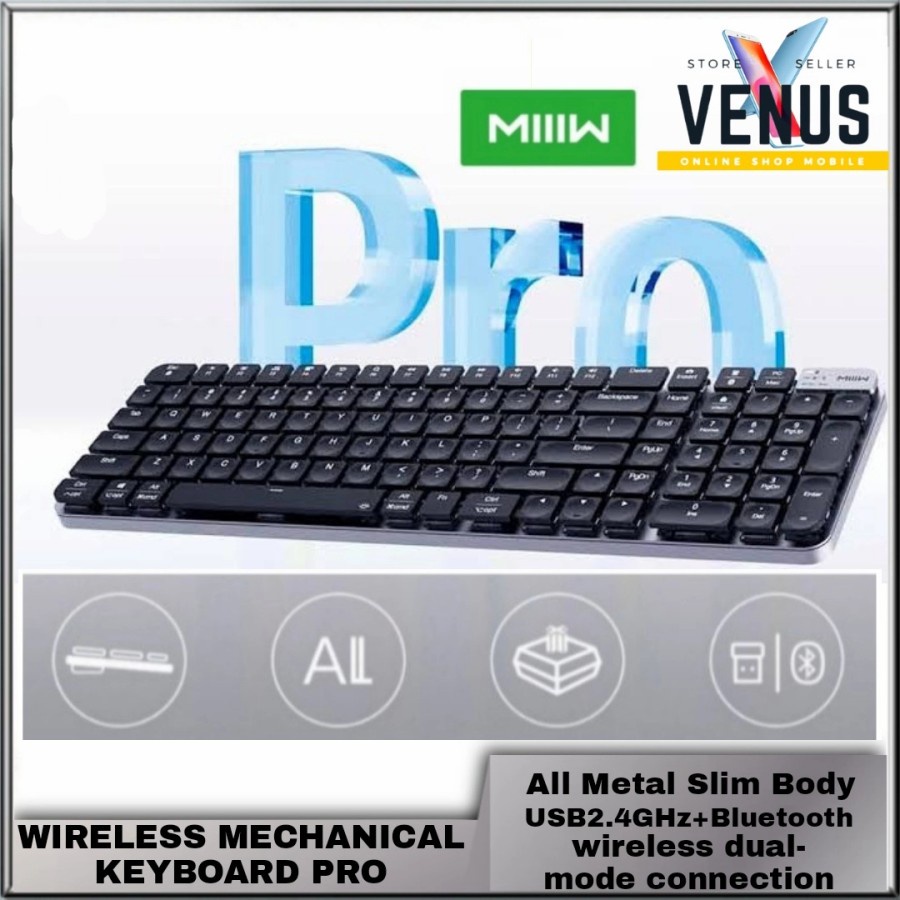 Jual MIIIW Wireless Mechanical Keyboard PRO 102 keys Bluetooth & USB 2 ...