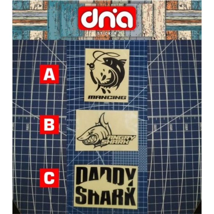 Jual cutting sticker mancing, angry shark, Daddy shark | Shopee Indonesia