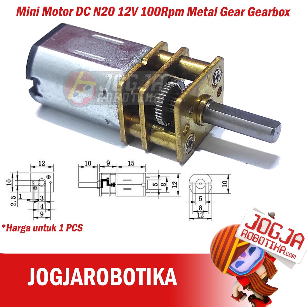 Jual Mini Motor DC N20 12V 100Rpm Metal Gear Gearbox 100 rpm | Shopee ...