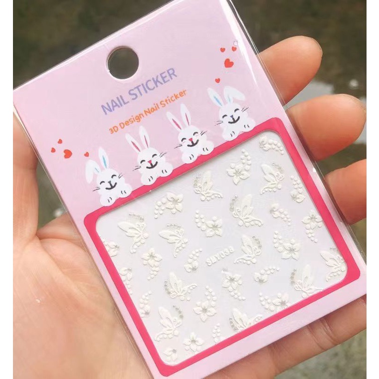 Jual NAIL STICKER BUNGA 3d White FLOWER WEDDING NAILS STICKER KUKU ...