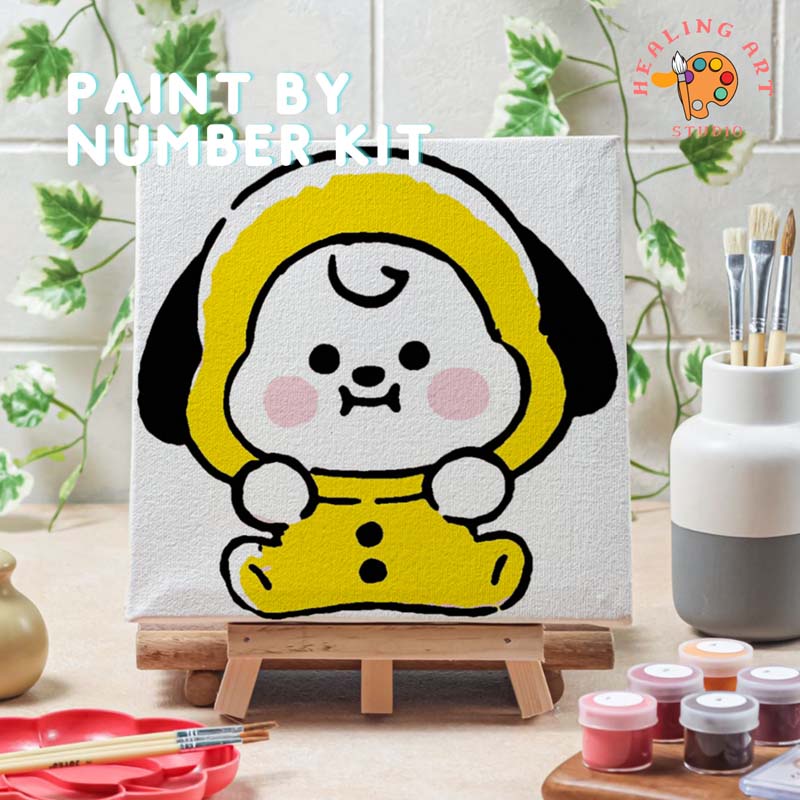 Jual home decor canvas paint by number BTS BABY BT21 ukuran 20x20 cm ...
