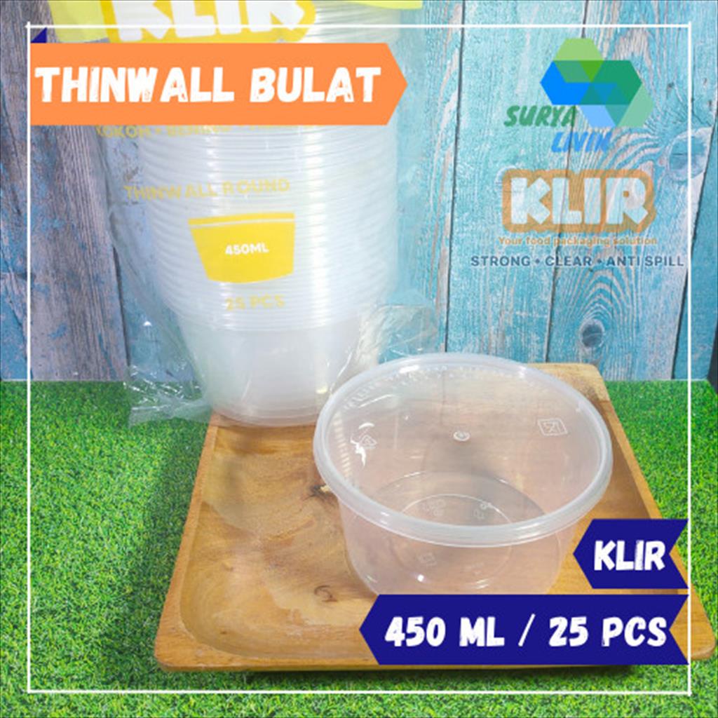 Jual Thinwall Bulat / Round / Mangkok Datar 450 ml Klir | Shopee Indonesia