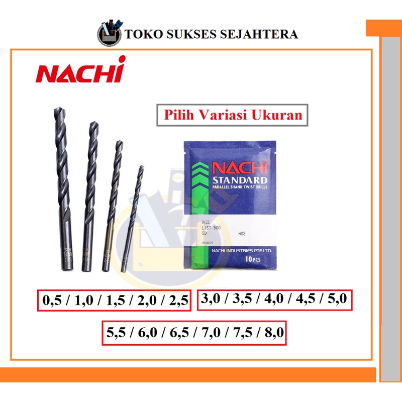 Jual NACHI Mata Bor besi / Kayu / Alumunium Nachi 0.5 1 1.5 2 2.5 3 3.5 4 4.5 5 5.5 6 6.5 7 7.5 ...