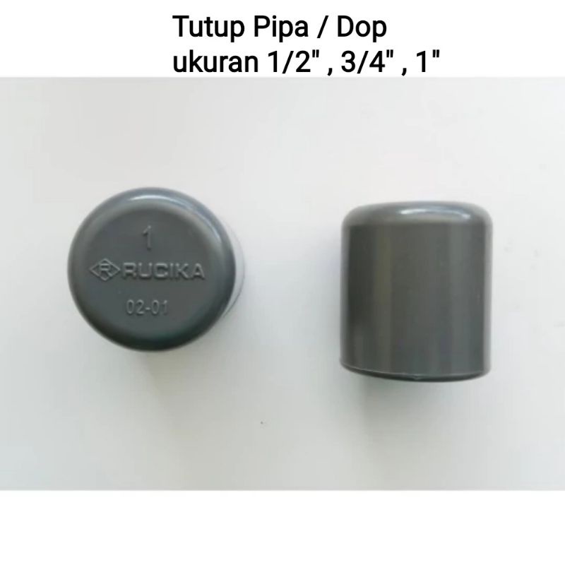 Jual Tutup Pipa Polos tanpa drat DOP Fitting PVC Rucika AW 1/2" 3/4" 1 ...