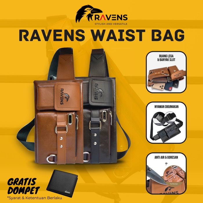 Jual Ravens Waist Bag - Tas Selempang Ravens PU Leather - TAS Ravens ...