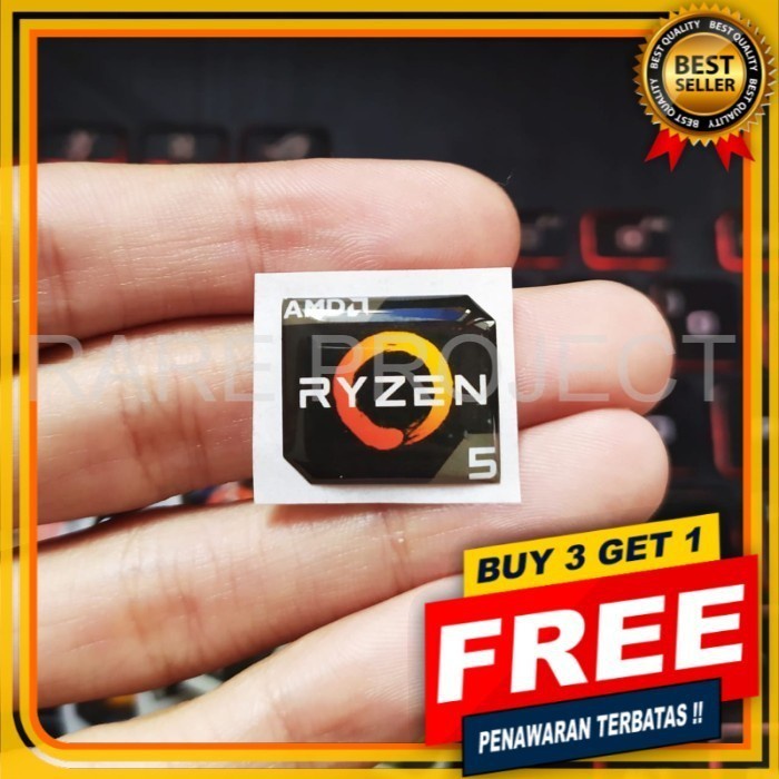 Jual STIKER AMD RYZEN 5 EMBLEM STIKER RESIN LENTUR IMPORT SATUAN STIKER ...