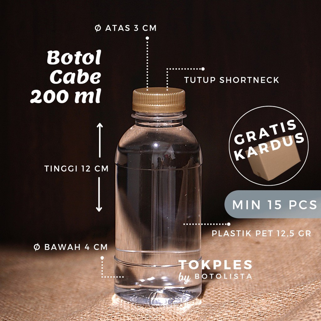 Jual Botol Plastik 200ml (isi 30Pcs = 1kg) FREE Packing KARDUS Botol ...