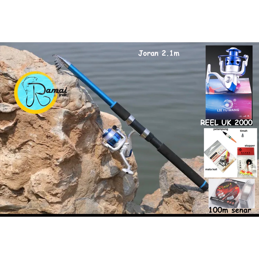 Jual SATU SET JORAN 2.1M PREMIUM REEL UKURAN 2000 WARNA BIRU BONUS ...
