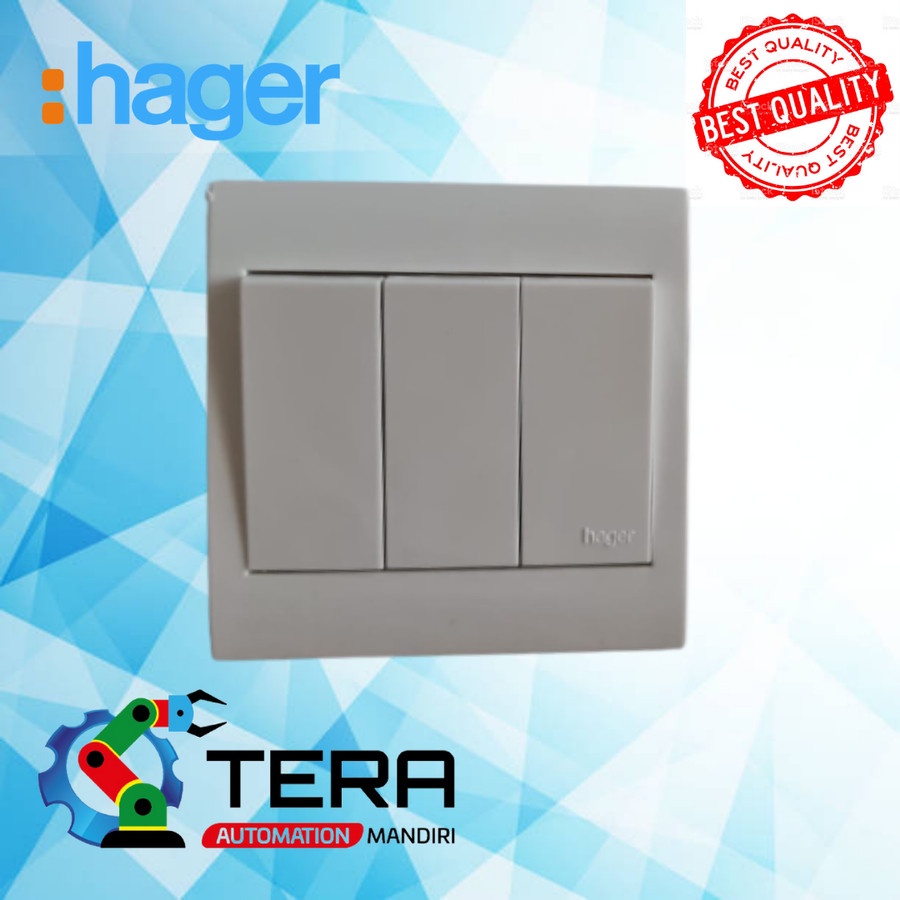 Jual Saklar Hager 3 Gang WXEL123 1 Way Sakelar Hager 3 Tombol WXEL123 ...