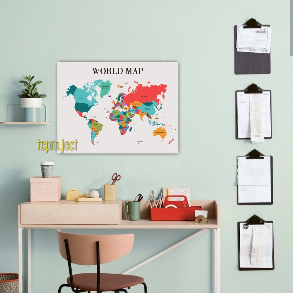 Jual PETA DUNIA POSTER HIASAN DINDING WOLRD MAP POSTER | Shopee Indonesia