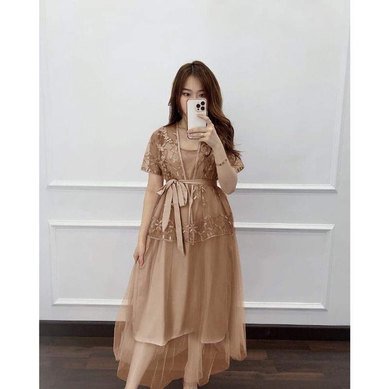 Jual Dress Remaja Pakaian Pesta Natal Midi Dress 2in1 Chardi Grisia ...