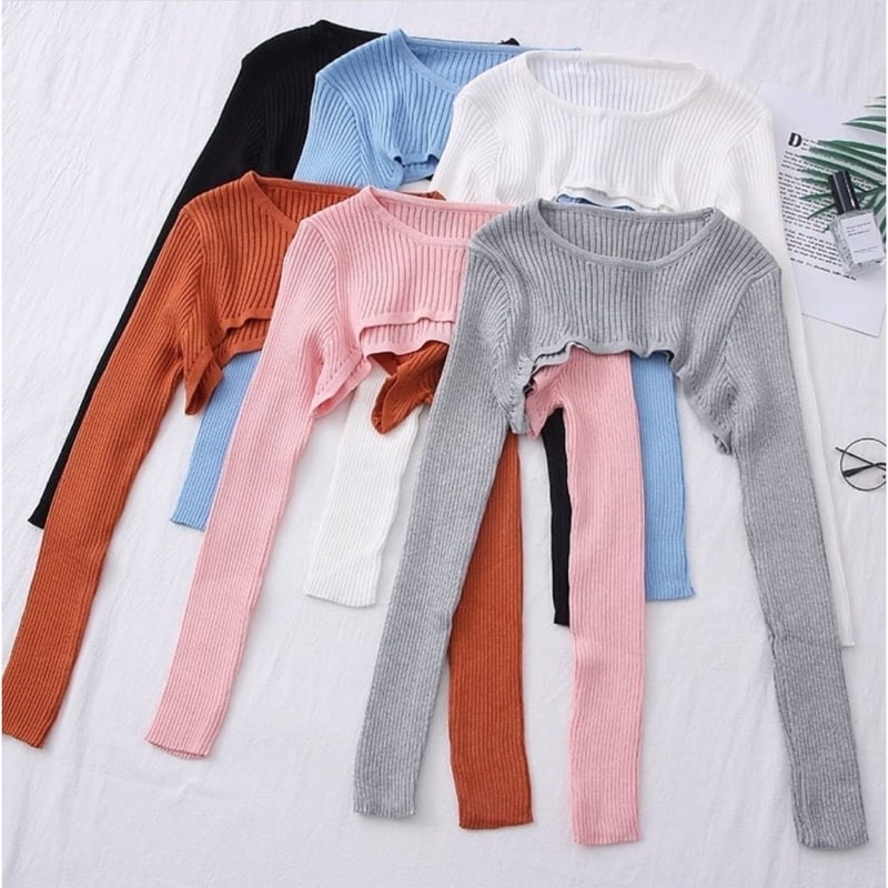 Jual EUGENE CROP RIB RAJUT / Manset Kimberly / Manset tangan Bolero ...