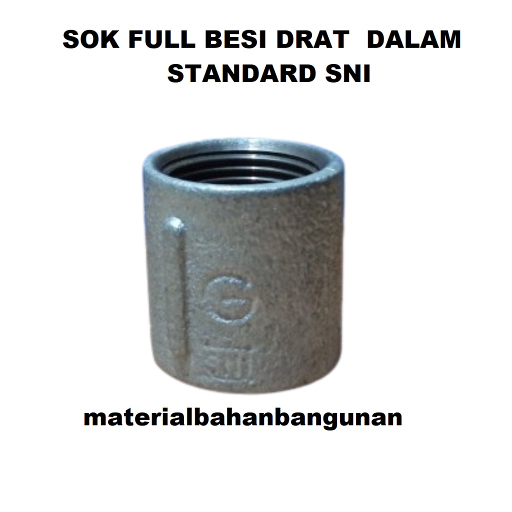 Jual Sok Full Besi 1/2 inch Sock Drat Sambungan Pipa Air Ledeng SNI SDD ...