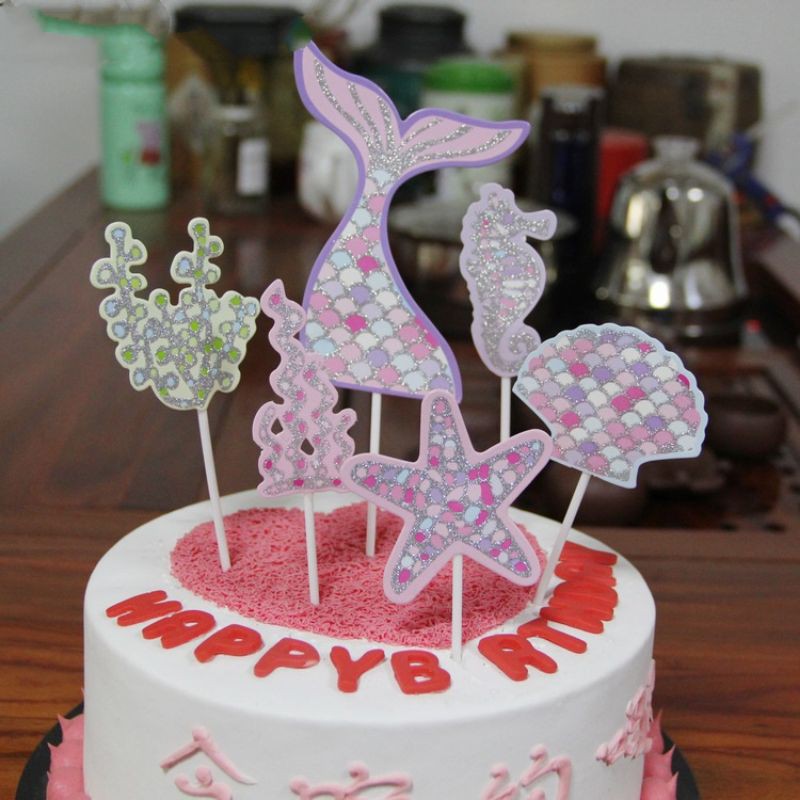 Jual Cake Topper / Topper Kue HBD / Happy Birthday Mermaid Set | Shopee ...