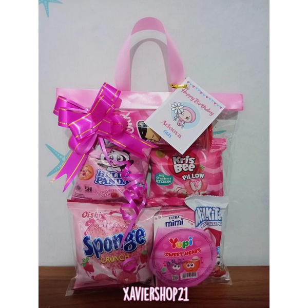 Jual PAKET SNACK ULTAH TEMA PINK (FREE CARD) | Shopee Indonesia