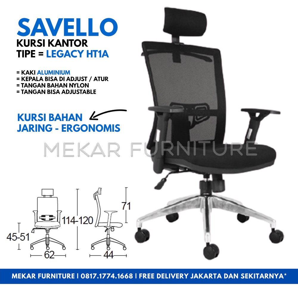 Jual SAVELLO Legacy HT1 Kursi Kantor Kursi Kerja Kursi Manager - Mekar ...