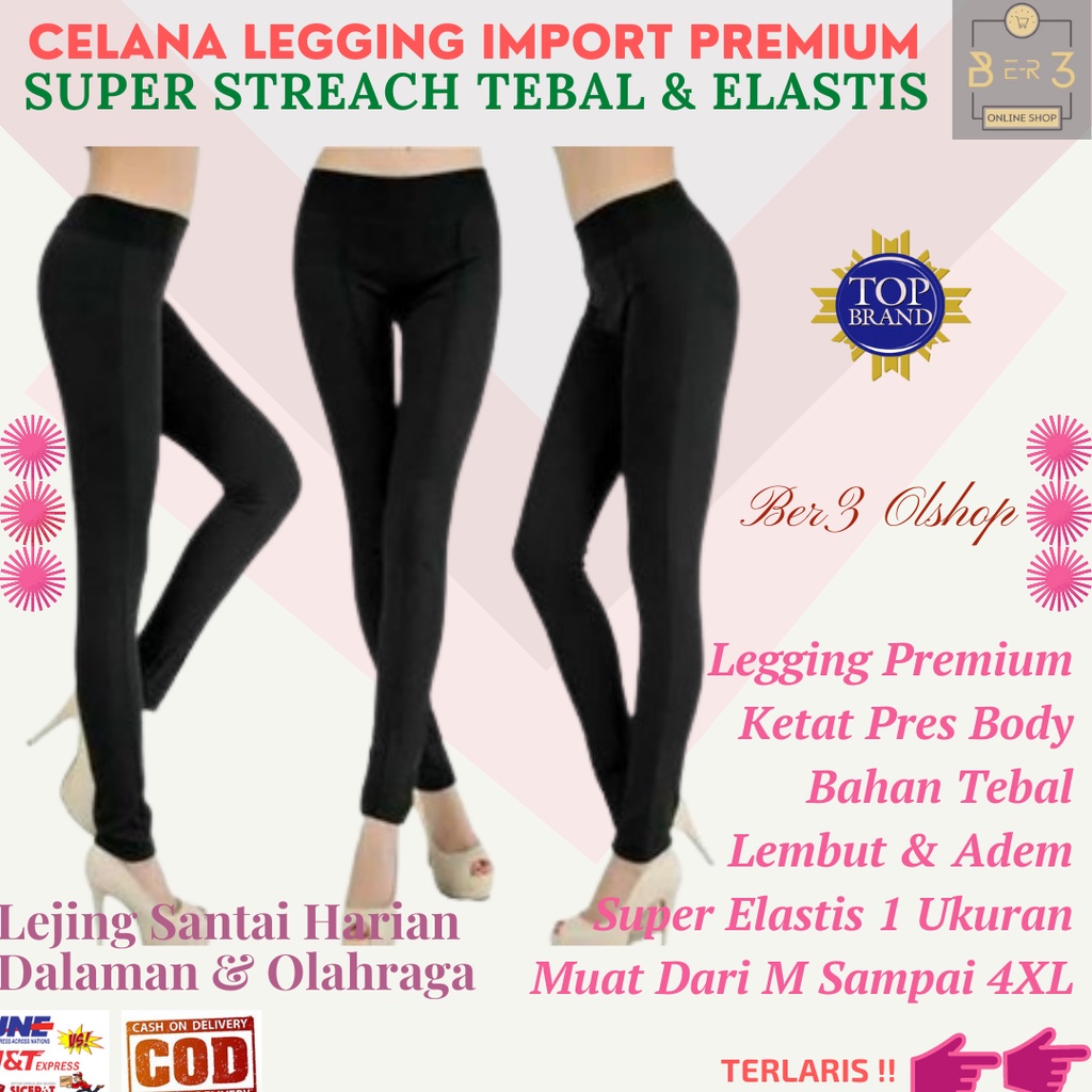 Jual Celana Legging Streatch Leging Import Premium Tebal Elastis Lejing Striit Lagging Panjang ...