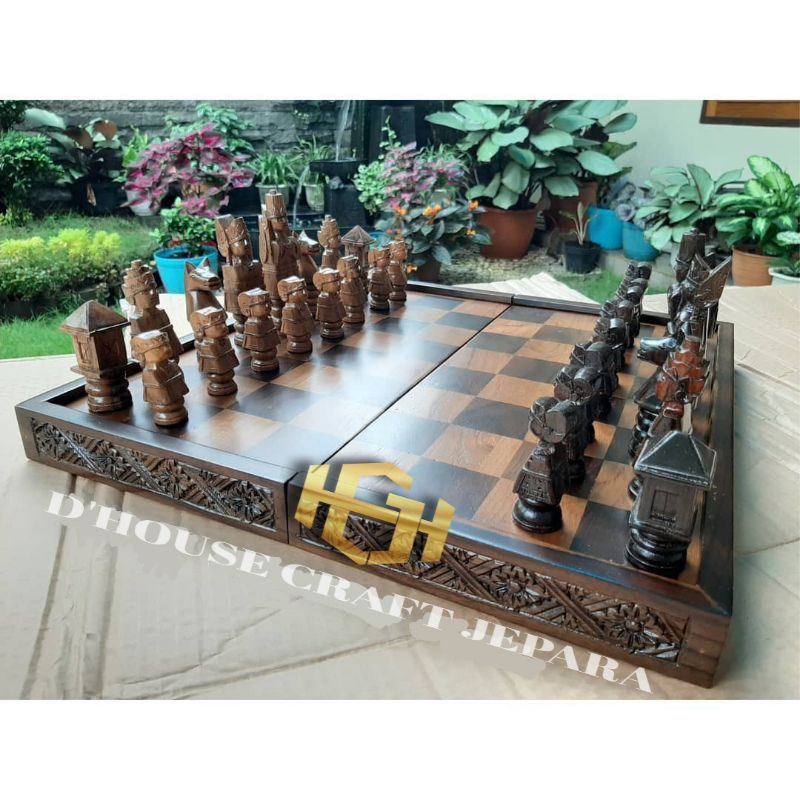 Jual Papan Catur Ukir Wayang Etnik Natural Kayu Sonokeling Panjang 40cm ...