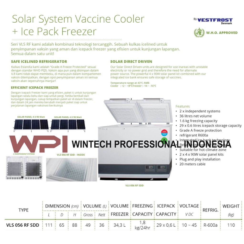 Jual GEA VLS 056 RF SDD SOLAR SYSTEM VACCINE COOLER+ICE PACK FREEZER ...