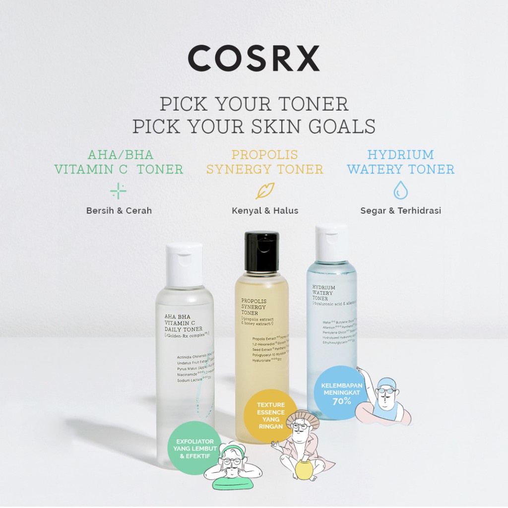 Jual COSRX Refresh AHA/BHA Vitamin C Daily Toner/ Hydrium Watery Toner/ Full Fit Propolis ...