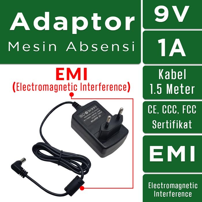 Jual Adaptor DC Mesin 9V 1A Mesin Absensi Built-in EMI CE Sertifikasi ...