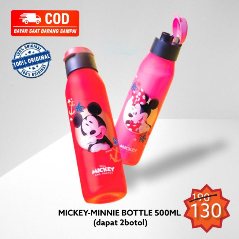Jual MICKEY-MINNIE BOTTLE 500ML (2) Botol miki mini mouse | Shopee ...