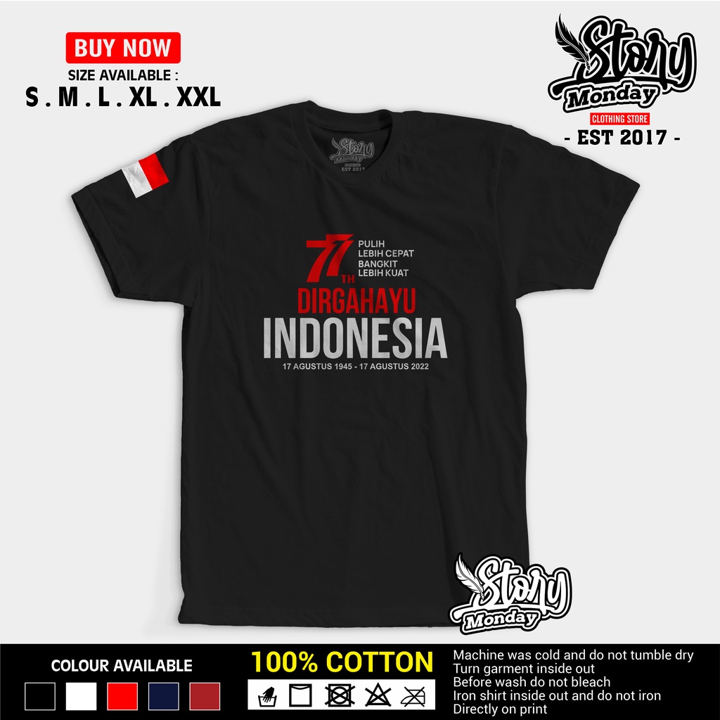 Jual Baju Tshirt Kaos Dirgahayu Republik Indonesia HUT RI ke 77 Th 17 Agustus 2022 Pulih Lebih ...