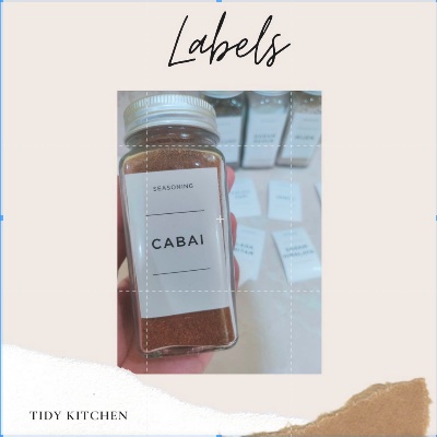 Jual CUSTOM LABEL BOTOL BUMBU 120 ml/ FRENCH SQUARE SPICE JAR LABELS ...