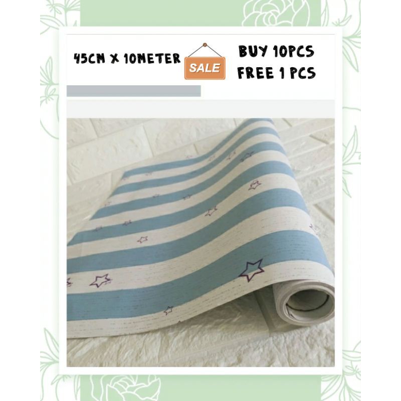 Jual Wallpaper Dinding / Wallstiker / Wallpaper Stiker Motif Salur Bintang Ukuran 45cm x 10m ...
